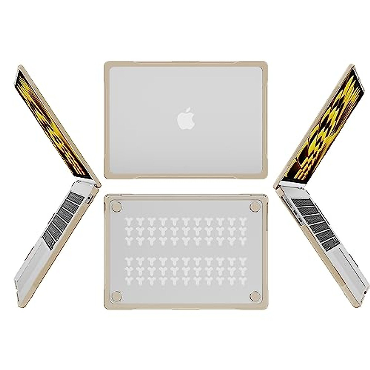 Batianda Ultimate Protection Case for M3 MacBook Air 15 inch 2024 A3114 2023 Model M2 A2941 Matte Carbon Fiber Edges Shockproof Anti-Scratch and Anti-Fingerprint with Keyboard Cover Protector, Khaki