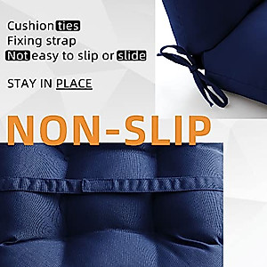 FILUXE Chair Pads, Seat/Back Patio Cushions - Waterproof Solid Tufted Pillow, Indoor/Outdoor Pads with Ties, Fade-Resistant & Seasonal All Weather Replacement (Royal Blue, 1)