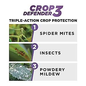 Grower's Ally Crop Defender 3 | Natural, Safe & Organic Insecticide & Fungicide Control for Plants - Powdery Mildew, Spider Mites & Russet Mite Killer – 24 oz Ready-to-Use, OMRI Listed