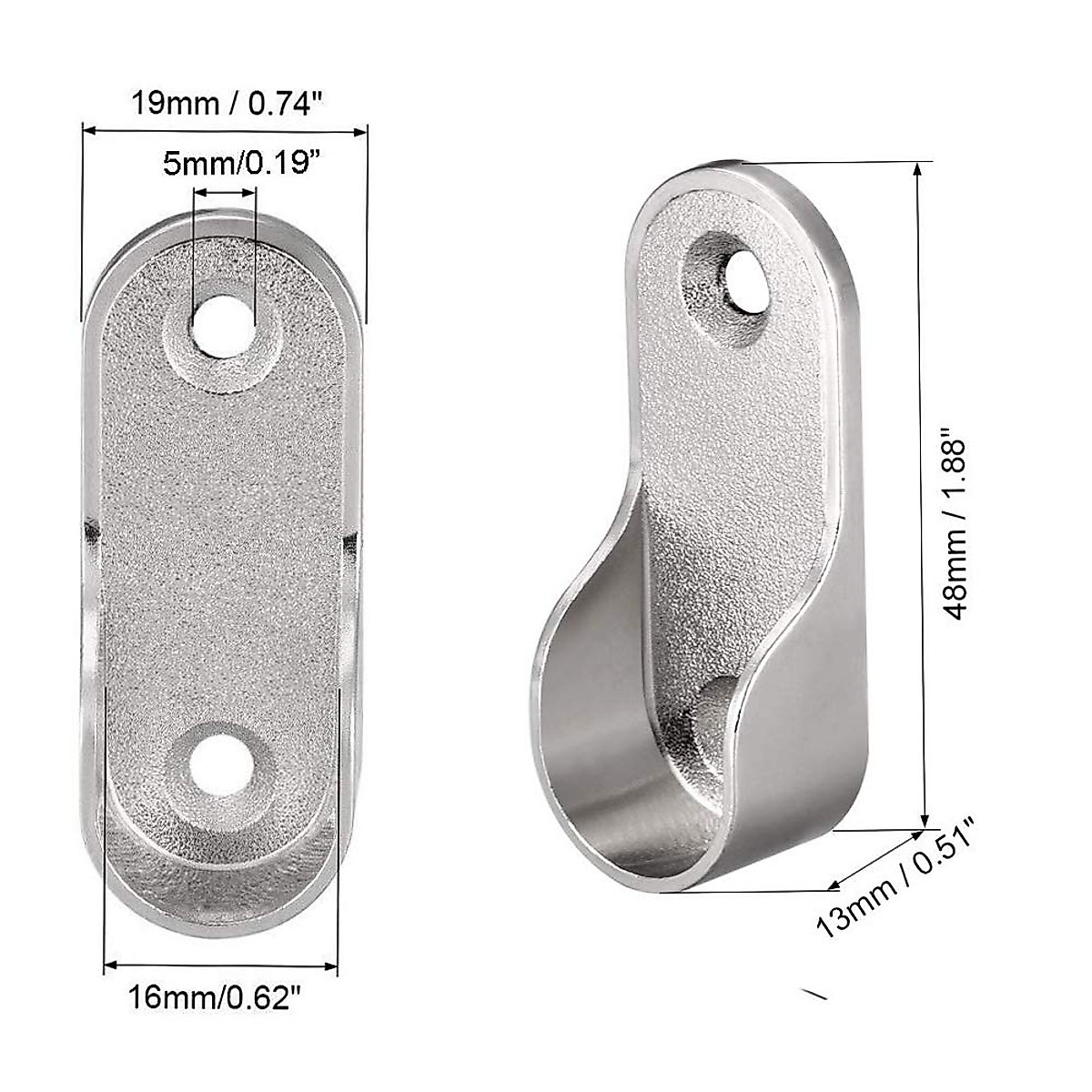 Eyech 40pcs Zinc Alloy Hardware Oval Closet Rod End Supports 16mm x 30mm Wardrobe Flange Bracket Holder