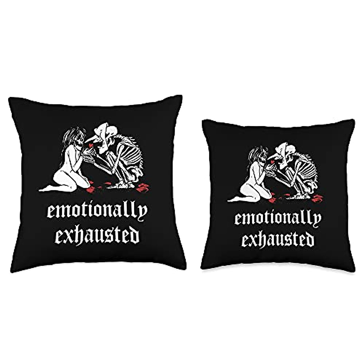 Edgy Aesthetic Soft Grunge Clothes & Accessories Gothic Emo Sad Skeleton Skull E-Girl E-Boy Throw Pillow, 16x16, Multicolor