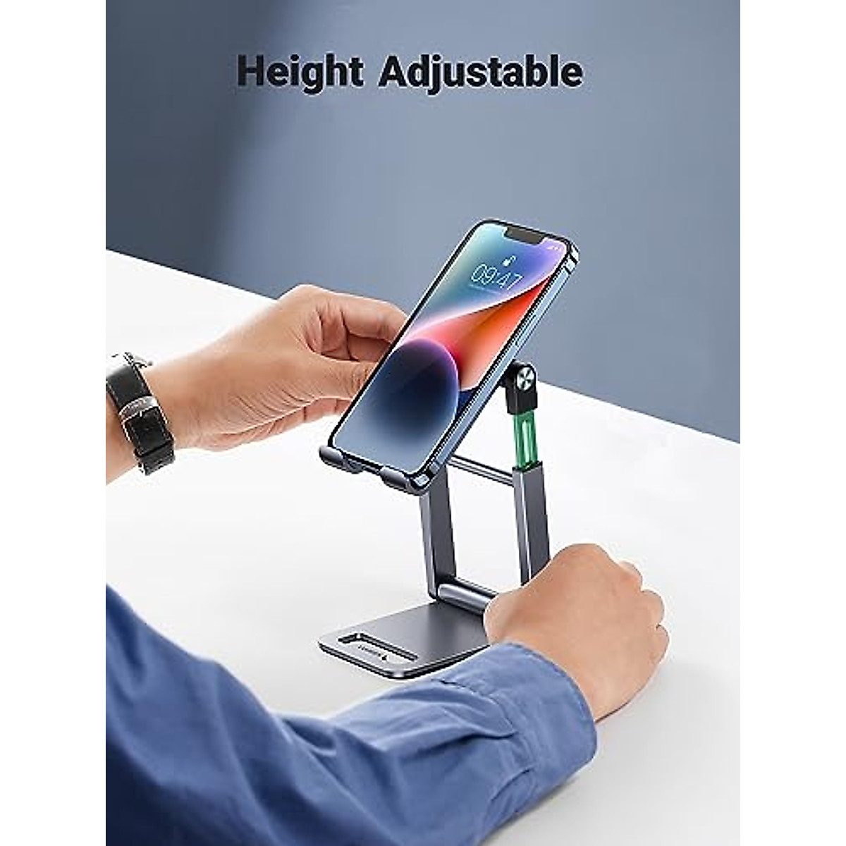 UGREEN Phone Stand for Desk Cell Phone Stand Holder Adjustable Height Phone Holder Foldable Portable Compatible with iPhone 15 14 Pro Max Plus 13 12 11 XS iPhone SE, Nintendo Switch up to 7.9''