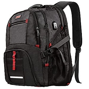 OPACK Extra Large Backpack,TSA Friendly Durable Travel Backpack with USB Charging Port/Headphones Hole, Anti theft&Secure, Water-Resistant Big Business College bag Fits 17" Laptop