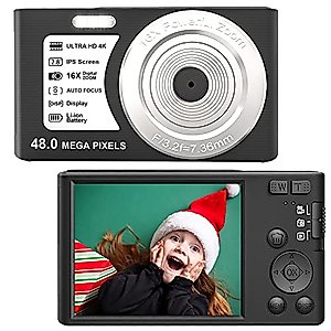 4K Digital Camera - 48MP Camera with 32GB SD Card，4K Rechargeable Electronic Mini Camera for Students, Teens, Kids