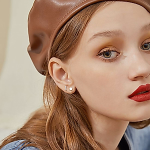 ChicSilver Minimalist Bar Earrings for Women Hypoallergenic 925 Sterling Silver Simple Small Geometric Stud Earrings for Sensitive Ears Valentines Day Gifts for Mothers Day