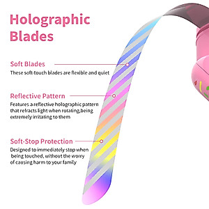 Eggkiss Portable Food Fans, Foldable Donut Fans for Food Tables, Outdoor Picnic Fan with Holographic Blades, Battery Powered Hangable Food Spinning Fan for Party, BBQ, Picnic (Pink,3 Pack)