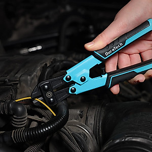 DURATECH 8-inch Mini Bolt Cutter with Bi-Material Ergonomic Handle Grip, Security Lock, Chrome Vanadium Steel Blade for Wire, Cables, Chains, Small Screws