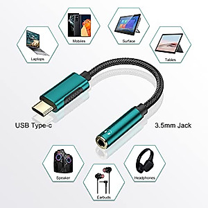 USB Type C to 3.5mm Female Headphone Jack Adapter, TITACUTE USBC Audio Dongle Wired Earphone Aux Cable Cord for iPad Pro Air Mini Samsung S22 S21 S20 FE Galaxy Z Flip 3 Note 20 Google Pixel 6 Android