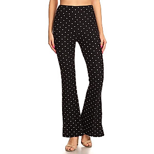 Leggings Depot Women's Wide Leg Palazzo Pants for Casual, Work, Lounge-R885 (Polka Dots, Medium)