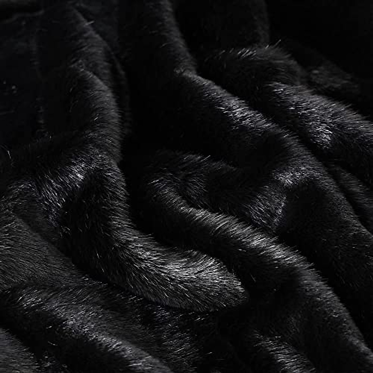 inchgrass Luxury Faux Fur Throw Blanket Mink Fur Warm Blanket for Couch Sofa Decor Bedding Room (Black, 60"x70")