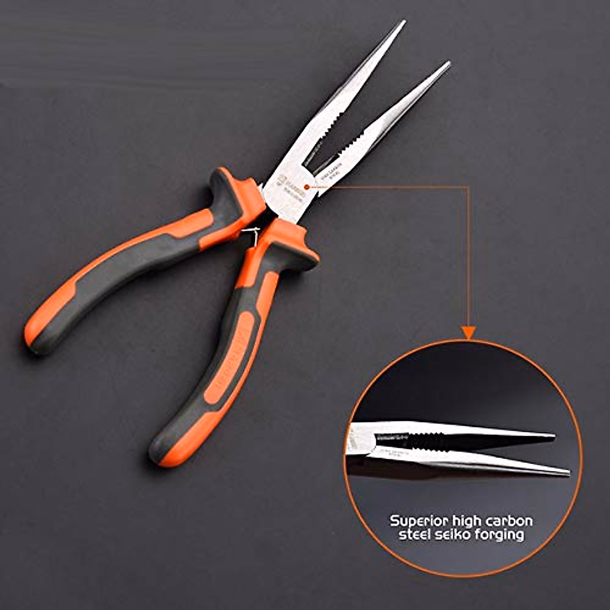 Edward Tools Pro-Grip Needle Nose Pliers 6” - Hard Carbon Steel Jaws - Spring Loaded Design for Easier Use - Ergo Soft Handle with Safety Ridge - Long Reach for Home, Fishing, Jewelry, Crafts (1)