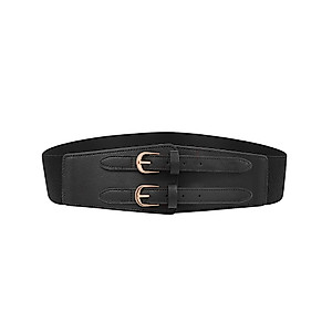 Kajeer Elastic Wide Waist Belt Women - Vintage Cinch Belts Women Wide Stretchy Belt for Dresses(M,Black)