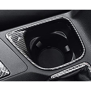 Xotic Tech Inner Water Cup Holder Panel Frame Cover Trim, Carbon Fiber Pattern, Compatible with Toyota RAV4 2013-2018
