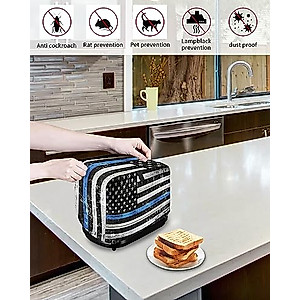 Toaster Cover, 4 Slice Toaster Cover Rustic America National Flag Black Blue Line Kitchen Small Appliance Covers, Dust and Machine Washable Bread Maker Cover (12w X 11d X 8h)