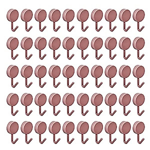 Xiaoyztan 50 Pcs Adhesive Wall Mount Small Hooks Decoative Cute Round Base Plastic Hooks for Keys Earpods Handkerchieves Caps Hats (Dark Pink)