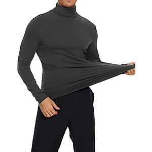 SIMIYA Mens Turtleneck Long Sleeve Shirts, Slim Fit Thermal Turtleneck for Men Basic Lightweight Thermal Underwear Top Grey