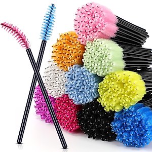 1000 Pcs Disposable Eyelash Mascara Brushes Disposable Mascara Wand Mascara Spoolies Eyelash Brush Applicators Disposable Eyebrow Comb for Eye Makeup Lash Extension, 3.86 Inches, 10 Colors