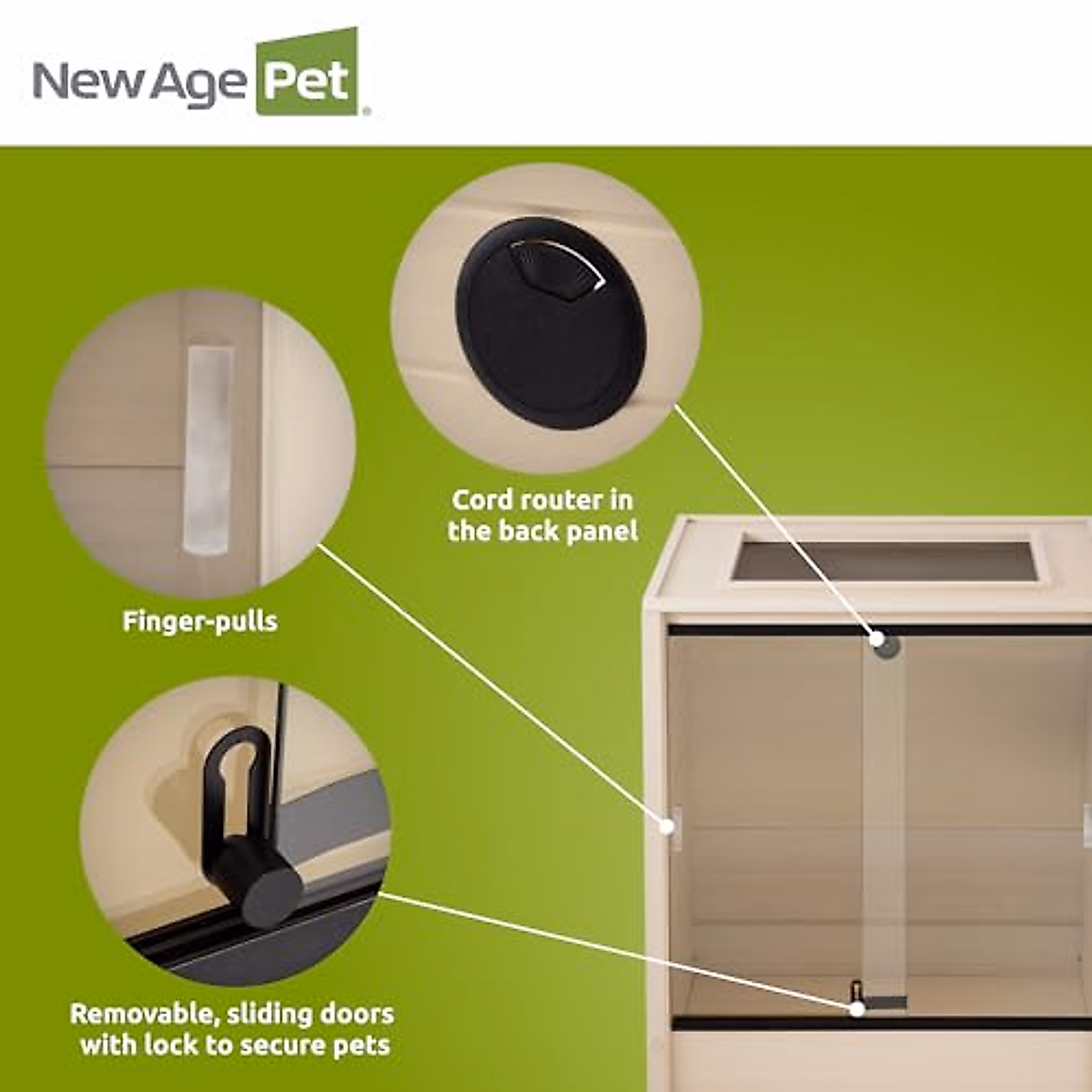 New Age Pet ECOFLEX Maple Chameleon Madagascar Vertical Reptile Habitat Lounge - Durable, Non-Toxic Wood Plastic Composite, Extra Height, Deep Floor, Removable Sliding Glass Doors with Lock