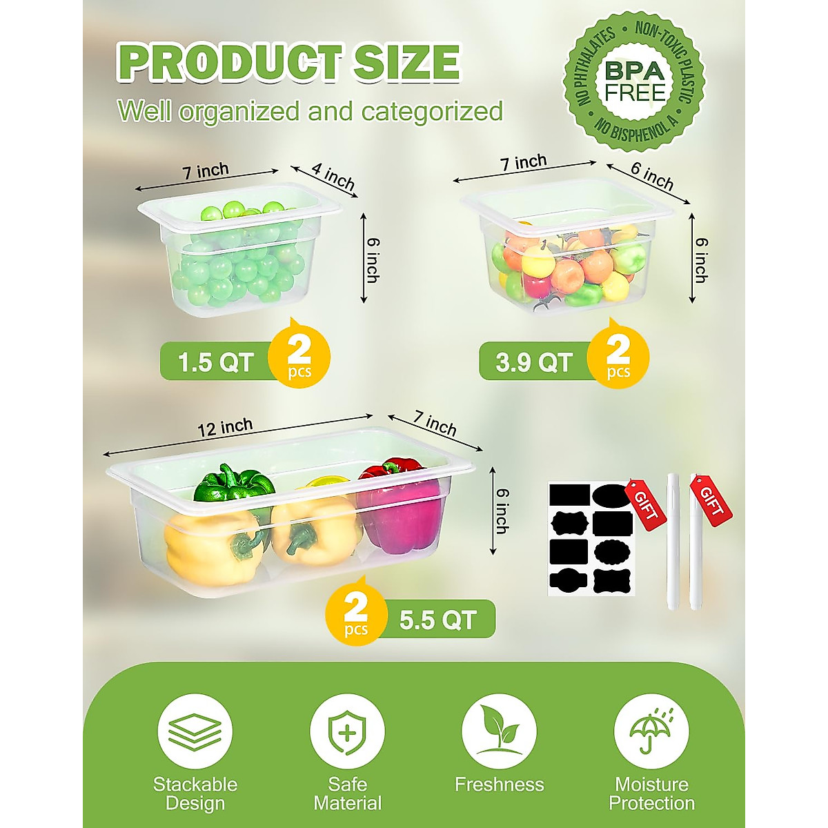 1/3-1/6-1/9 Size&6 Inch Translucent NSF Food Pan: 9 PCS[Total Seal] [Hot&Cold Resistant] Food Storage Containers with Lids, Topping Salad Bar Container (BPA-FREE)
