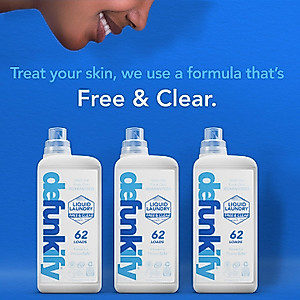 Laundry Detergent 62 Load/37.7 FlOz (2-Pack). 'Free & Clear' Liquid Laundry Detergent- Sensitive Skin. 'ProvenSafe' Laundry Soap Washing Detergent w/Odor & Stain Remover for Activewear & All Fabrics