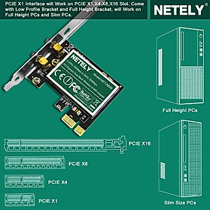 NETELY Wireless N Dual Band 600Mbps 2-Stream PCIE WiFi Adapter for Desktop PCs, PCIE WiFi Card, 2.4GHz 300Mbps and 5GHz 300Mbps, Qualcomm Atheros Wireless Network Adapter(NET-N600)