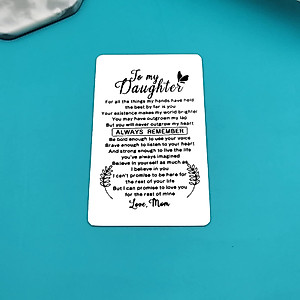 Xiahuyu Daughter Birthday Gifts from Mom Engraved Wallet Card for Daughter Graduation Gifts Christmas Birthday Gifts for Daughter Mothers Day Wedding Gifts Daughter Gifts from Mom