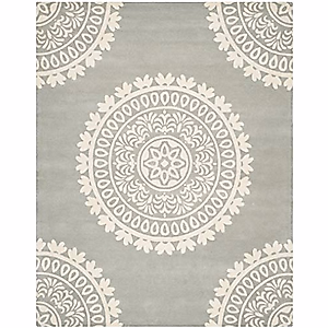 SAFAVIEH Bella Collection 8' x 10' Grey/Ivory BEL122A Handmade Premium Wool Area Rug