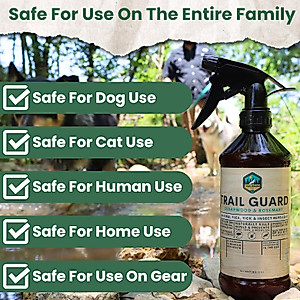 Trail Guard Natural Extra Stregth Insect, Flea and Tick Spray for Dogs, Cats, People & Home - 4oz Plant-Based Insect & Tick Repellent for Dogs - Kid Safe - DEET Free - Flea and Tick Prevention