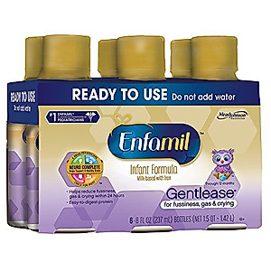 Enfamil Gentlease Ready to Feed Baby Formula, Eases Gas, Fussiness, Crying & Spit-up in 24 Hours, Ready to Use 8 Fl Oz, Pack of 6, Total 48 Fl Oz