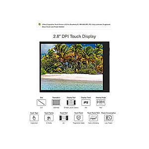 waveshare 2.8inch Screen LCD Compatible with Raspberry Pi 4B/3B+/3B/2B/B+/A+/Zero/Zero W/WH/Zero 2W 480×640 Resolution DPI IPS 5-Points Capacitive Touch Control Optical Bonding Toughened Glass Cover