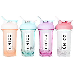UNICO Crystal Purple Shaker Bottle - 24 oz - Extra-Durable | Leak-Proof | Tritan Plastic BPA-Free | Curved Bottom for Easy Cleaning | Cute Shaker Bottles | Protein Shaker w/Mixing Ball