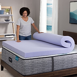 BEAUTYREST, Lavender Colored, Aloe Gel Bead, Pressure Relieving Memory Foam Mattress Topper, 4 inch, King