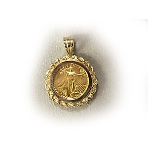 TEX 14k Tri-Color Gold Pendant, 1/10oz US Lady Liberty Coin, Approx 6.2g