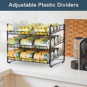 Toplife 2 Pack Stackable Can Organizer Rack, Soda Can Beverage Storage Dispenser Rack, Holds up to 36 Cans for Pantry, Refrigerator, Cabinet or Countertop, Black - Thicker Version
