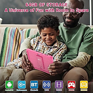 Contixo Kids Tablet K102-10-inch HD, Ages 3-7 Toddler Tablet, Parental Control, Android 10, 64GB, WiFi, Learning Tablet for Children with Disney E-Book Pre-Installed, Kid-Proof Case, Pink