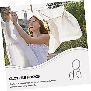 Cabilock 60 pcs Clothes Rail Windproof Clip Clothesline Pole Windproof Hooks Clothes Drying Fixed Hooks Pants Hanger Hooks Metal Clothes Hanger Metal Buttons Hangers for Pants Hanger Parts