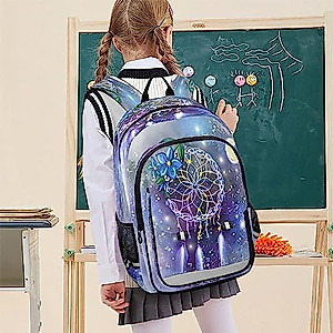 Primary Middle School Backpack Dream Catcher Bohemian Kids Book Bags for Teens Kindergarten Sturdy Waterproof Lightweight Durable Ages 6-12