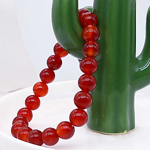 ZZ ZINFANDEL Carnelian Crystal Bracelet Natural Carnelian Gemstone Bracelet for Women Orange Carnelian Bracelet Jewelry (A)