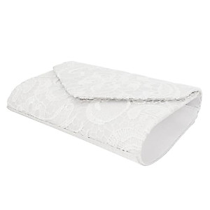 Clutch Purse Handbag Evening Bag Lace Messenger Bag Wedding Party Bag (White)