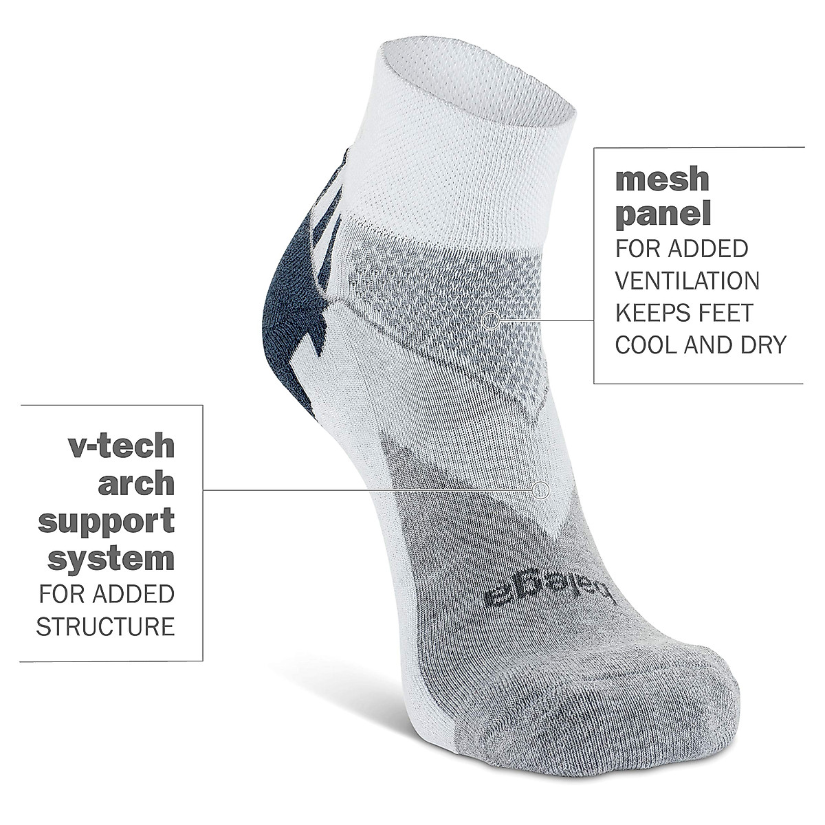 Balega Enduro V-Tech Quarter Socks For Men and Women (1 Pair), Charcoal/Cobalt, Small