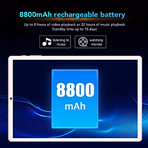 10.1 Inch Tablet, Portable IPS Octa Core CPU HD Tablet, 4GB RAM 64GB ROM 8MP 16MP Camera 5G WiFi Tablet PC for Office, Business, Gaming (Gold)