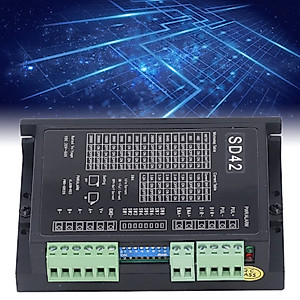 Stepper Motor Driver, 2 Phase Digital Electronic Aluminum Alloy Controller Easy to Install DC20~50V 1.0~4.2A Micro Step Resolutions SD42