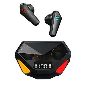 Acuvar Fully Wireless Bluetooth 5.2 Rechargeable Waterproof Sweatproof Gaming Earbud Headphones with Microphone, RGB LED 12h USB C Power Charging Case Low Latency Surround Stereo Bass Noise Cancelling