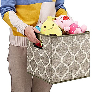 i BKGOO Cloth Storage Bins Set of 6 Thick Fabric Drawers Foldable Cubes Basket Organizer Container with Dual Metal Handles for Shelf Cabinet Bookcase Boxes Grey-Brown 10.5x10.5x11 inch