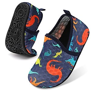 Lefflow Toddler Slippers Socks Boy Beach Swimming Aqua Sandals Shoes Toddler House Slippers Socks for Boy Girl Quick Dry Water Shoes Dinosaur Blue Size 7-8