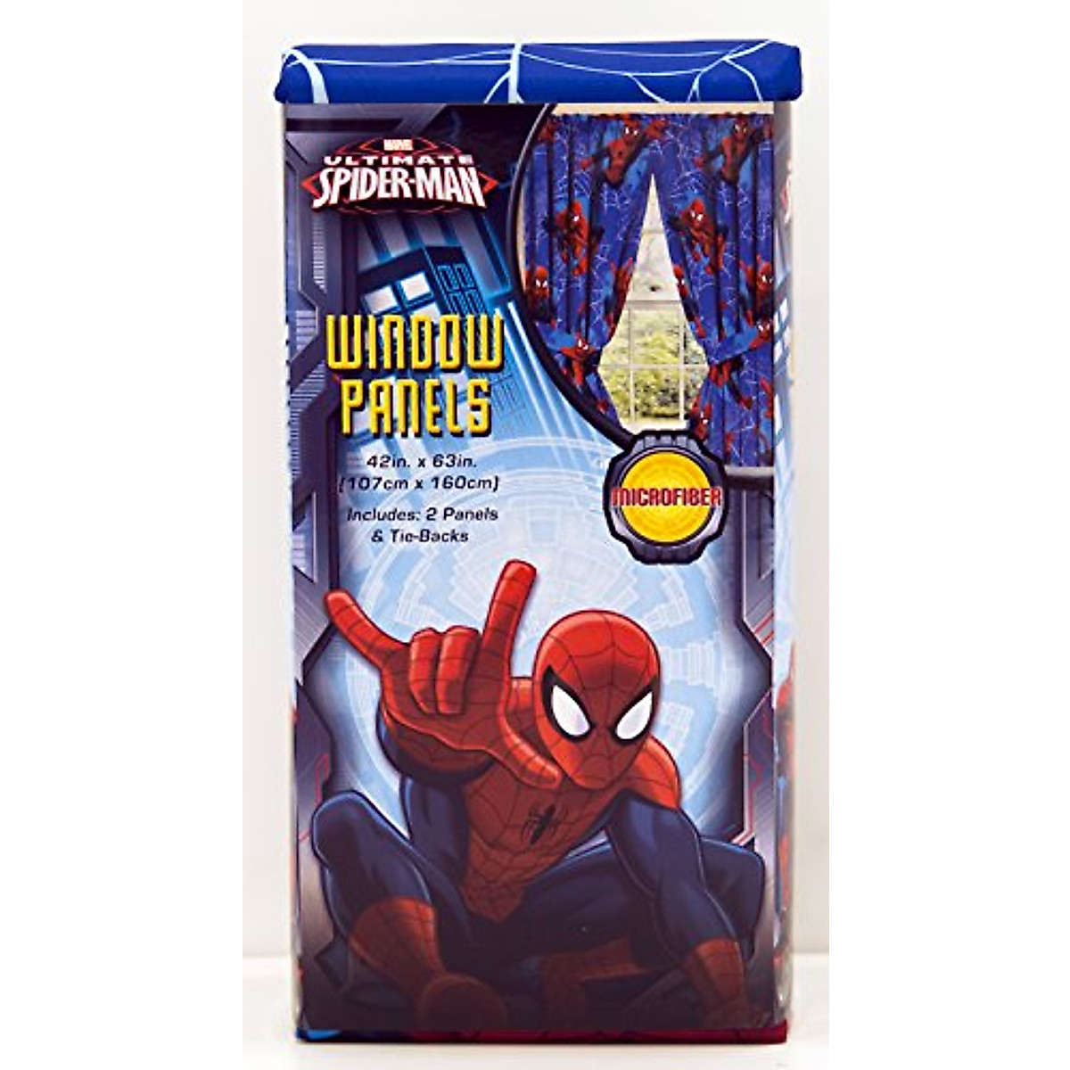 Jay Franco Marvel Spiderman 'Astonish' 42" x 63" Curtain Panel Pair with Tie Backs Drape Set, 63 in