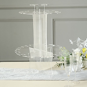 TABLECLOTHSFACTORY 3-Tier Round Clear 21" Acrylic Champagne Glasses Flutes Display Stand, Wine Glass Rack Tower - Holds 23 Stemware + 1 Bottle