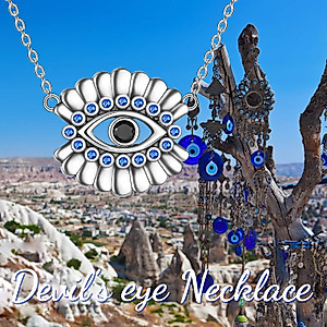WINNICACA Evil Eye Necklace Sterling Silver Evil Eye Charm Necklace Good Luck Vintage Eye Pendant Jewelry Protection Gift for Women Friend Birthday - Mom gifts (Evil Eye 1)