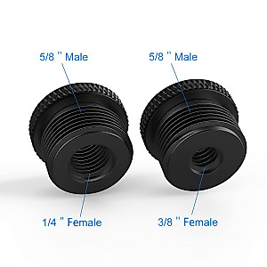 Donuts Mic Stand Adapter 5/8 to 1/4 and 5/8 to 3/8 Adapter Combo Pack Mic Thread Screw Adapter Microphone Stand Adapter to Tripod Adapter,Black