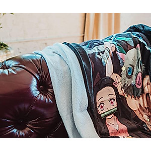 Surreal Entertainment Demon Slayer Group 45 x 60 Inch Fleece Throw Blanket Black